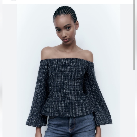 Zara | Tops | Zara Off The Shoulder Textured Top | Poshmark